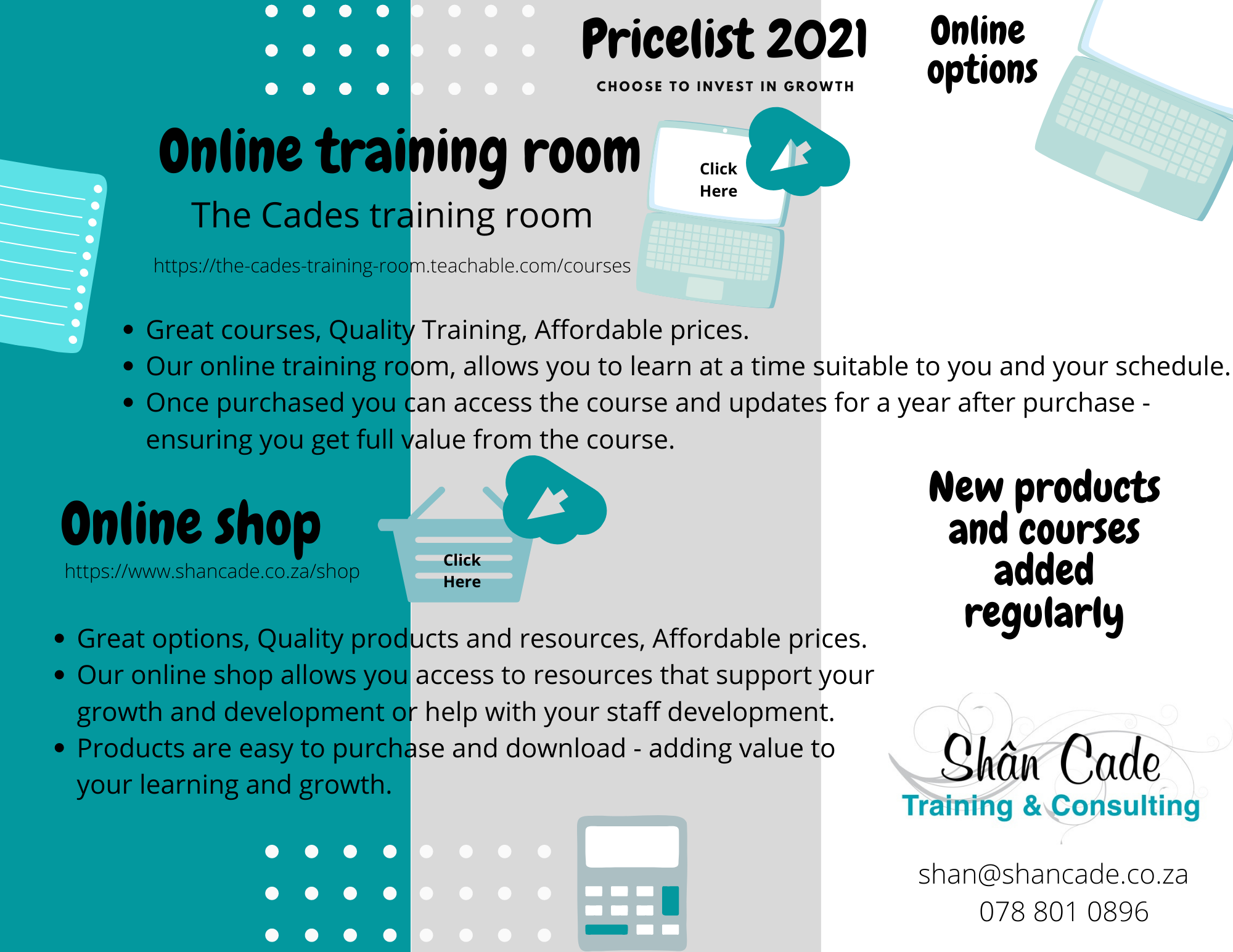 Services Price List - Shân Cade Training and Consulting